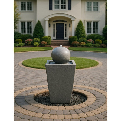 MDA Designs Osiris Outdoor Sphere and Column Water Feature LED Lit Self ...