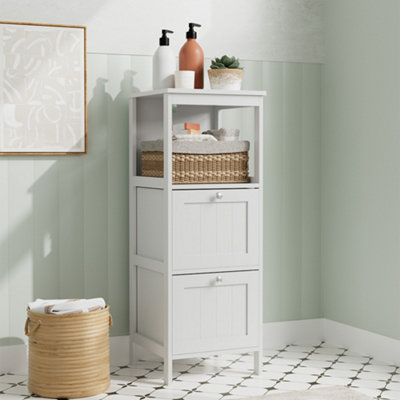 MDF Compact Wooden Bathroom Cabinet Freestanding Storage with Drawers ...