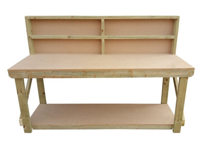 MDF top workbench (H-90cm, D-70cm, L-240cm) with back panel