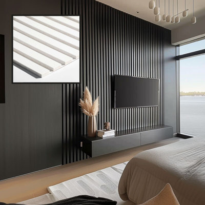 MDF Wall Slat / Strip Panel (5 Pack - Slatwall panel / Panelling ...
