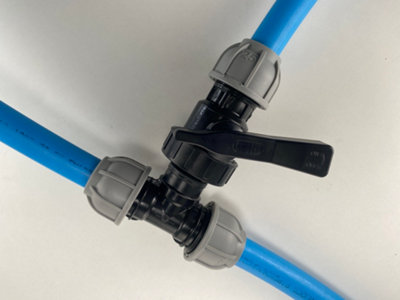 mdpe compression water pipe tee + flow valve