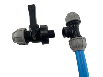 mdpe compression water pipe tee + flow valve