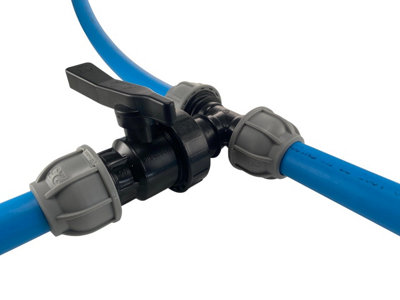mdpe compression water pipe tee + flow valve