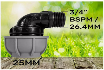 MDPE Elbow 25mm - 3/4" BSPF Compression Fitting Durable & Secure for Water and Fluid Pipelines