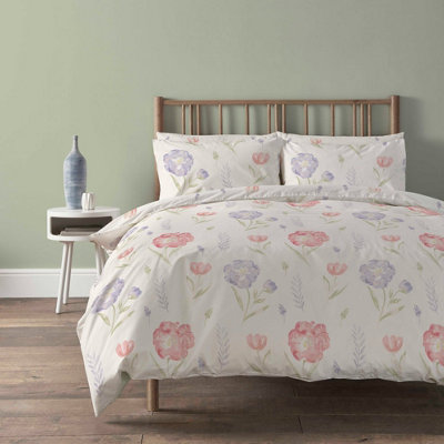 Meadow Natural Printed Duvet Set in Natural - King