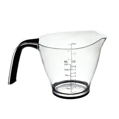 Measuring Jugs Cups Set Of 3 With Handle Spout 250ml 500ml 1000ml Clear