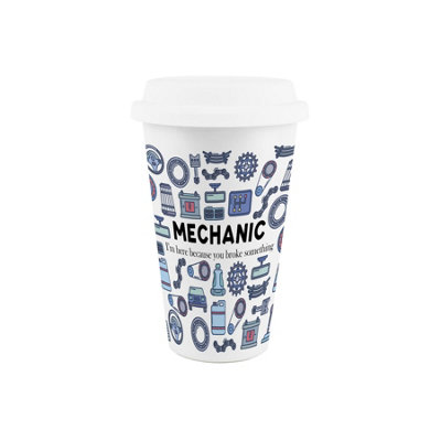 MECHANIC CERAMIC TRAVEL MUG - NOVELTY FLASKS FOR TRADIES & CAR ...