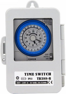 Mechanical Timer Switch TB388 PC Waterproof 24 Hours Daily Programmable ...