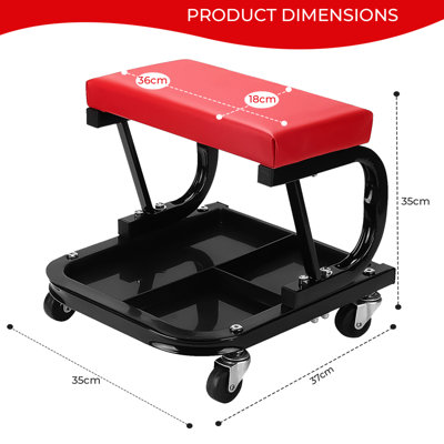 Mechanics Padded Creeper Seat Garage Work Stool with Swivel Wheels ...
