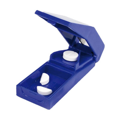 Medication Pill Splitter with Compartment - Easily Cuts Tablets in Half