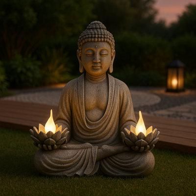 Meditating Solar Buddha Holding Flame