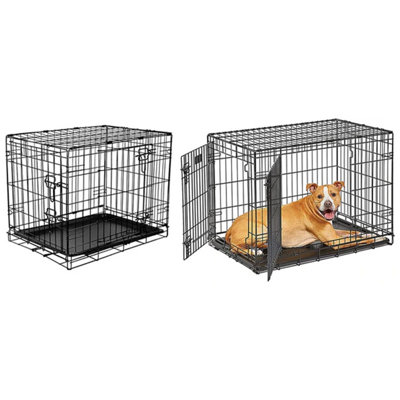 Medium (75 x 54 x 47cm) 2 Door Folding Durable Steel Rust Resistant Dog ...