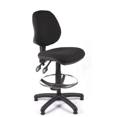 Medium Back Draughtsman Chair in Black Fabric