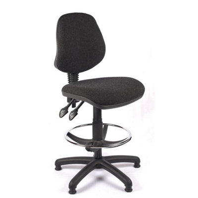 Medium Back Draughtsman Chair in Charcoal Fabric