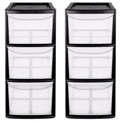 Medium Black Modular 3 Drawer Storage Tower Unit For Home Office ...