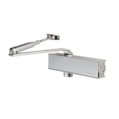 Medium Frequency Overhead Door Closer Variable Power Size 2 4 Silver
