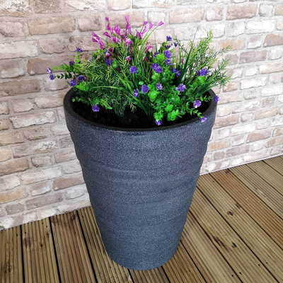 Medium Grey Charcoal Effect Garden Trojan Plant Pot 56cm Tall 38cm Wide ...