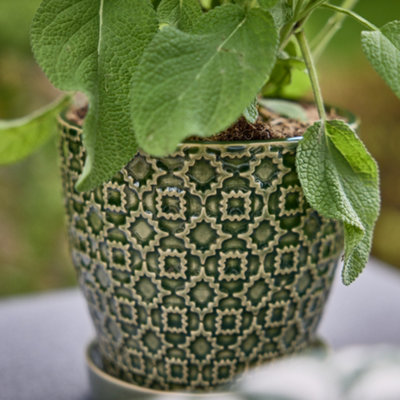 Medium Patterned Ceramic Indoor Flower Pot Outdoor Garden Planter (Dia ...