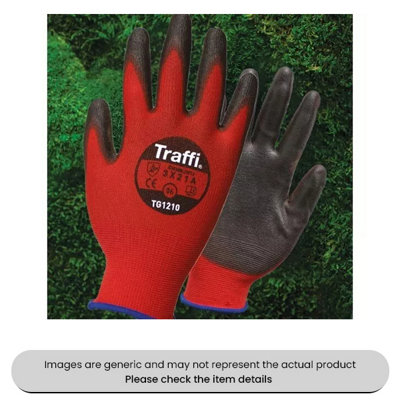Medium Red Traffi X-Dura Lightweight Gloves Cut Level A Pack of 10
