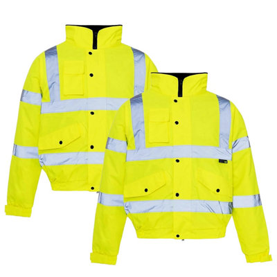 Medium Safety Security Reflective High Visibility Bomber Jacket Work Wear Waterproof With ...