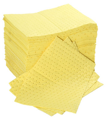 Medium Weight Chemical Absorbent Pads - 100 Pack High-Sorbency Hazmat ...