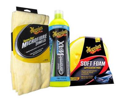 Meguiars Ultimate Ceramic Liquid Wax Polish Detailing Bundle + Microfibre + Pads at B&Q