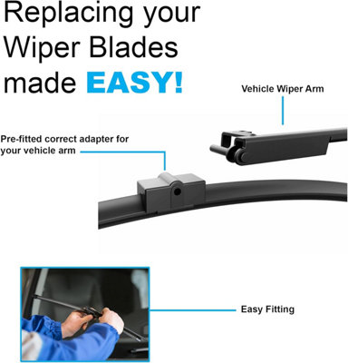 Mehr Wiper Blade Flat Front Kit Fits: Volkswagen Polo 1.4 BlueGT MK 5 ...