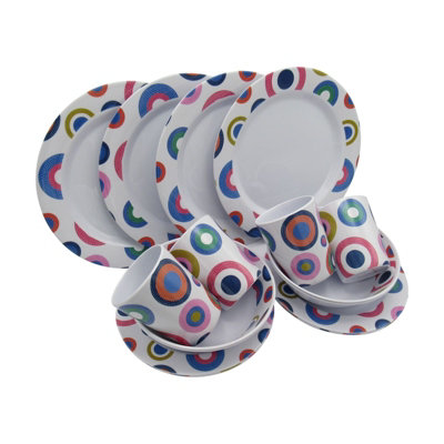 Melamine Dinner Set 16 Piece (Outdoor Camping Picnic Caravan Dinnerware ...