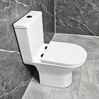 Melissa Toilet with Black Flush Button & Hinges Rimless WC Inc Soft ...