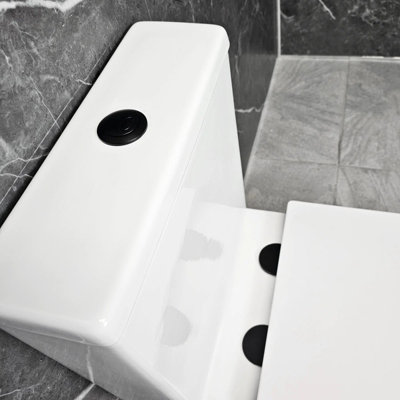 Melissa Toilet with Black Flush Button & Hinges Rimless WC Inc Soft ...
