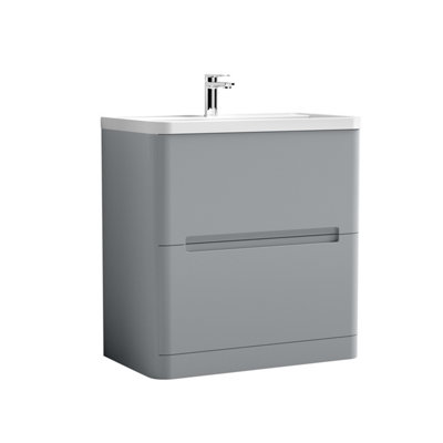 Mellow Floor Standing Handleless 2 Drawer Vanity Basin Unit with ...
