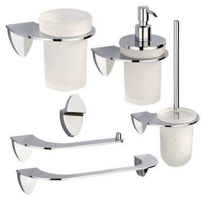Melody Chrome 6-Piece Bathroom Accessory Set with Soap Dispenser | DIY ...