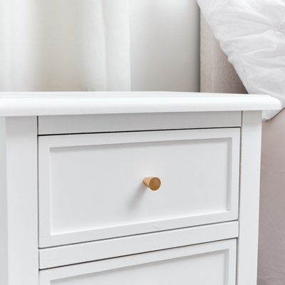 Melody Maison 3 Drawer Scalloped Bedside Table - Staunton White Range