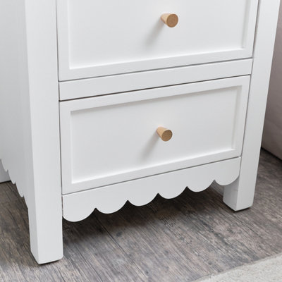 Melody Maison 3 Drawer Scalloped Bedside Table - Staunton White Range