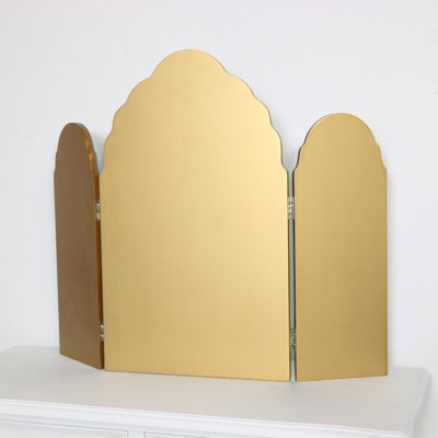 Melody Maison Antique Gold Arched Triple Vanity Mirror 60cm x 72cm