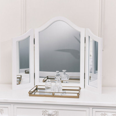 Melody Maison Antique White Triple Dressing Table Mirror Pays Blanc Range