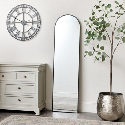 Melody Maison Black Framed Arch Wall Mirror 42cm x 156cm