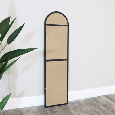 Melody Maison Black Framed Arch Wall Mirror 42cm x 156cm