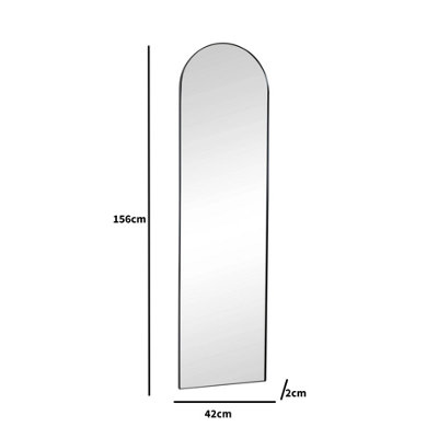 Melody Maison Black Framed Arch Wall Mirror 42cm x 156cm