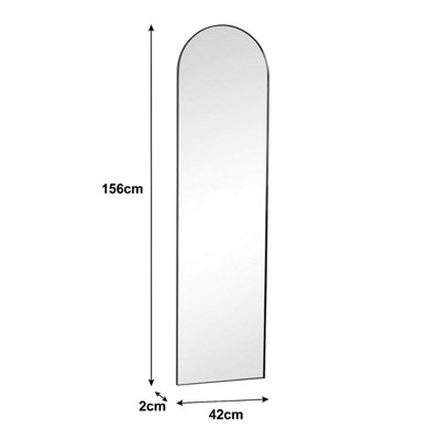 Melody Maison Black Framed Arch Wall Mirror 42cm x 156cm