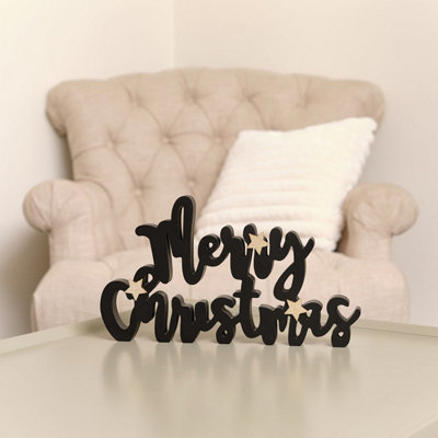 Melody Maison Black & Gold Merry Christmas Freestanding Sign