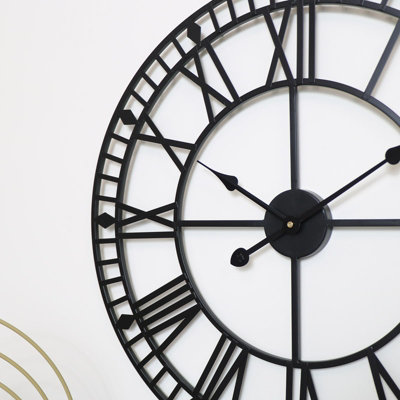 Melody Maison Black Metal Skeleton Clock 60cm x 60cm