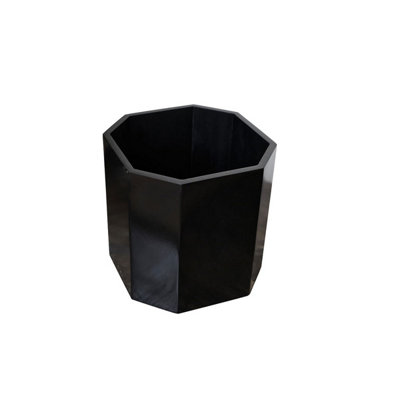 Melody Maison Black Wooden Octagonal Edge Waste Paper Bin