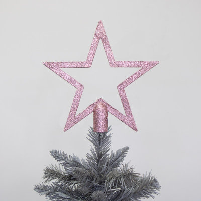 Melody Maison Blush Pink Glitter Christmas Star Tree Topper - 7.5cm ...