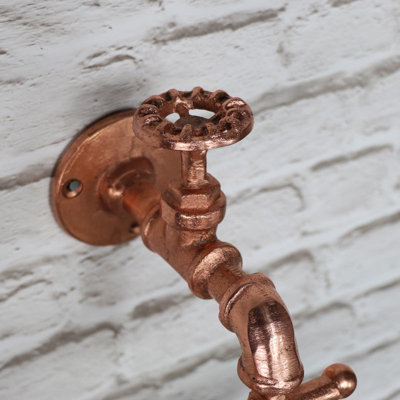 Melody Maison Copper Metal Tap Toilet Roll Holder 19cm x 21cm