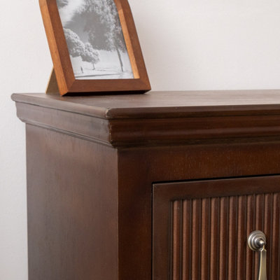 Melody Maison Dark Brown Wooden Reeded Chest of 3 Drawers, Dressing ...