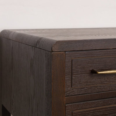 Melody Maison Dark Wood 4 Drawer Dressing Table & Stool Set - Kingsley ...
