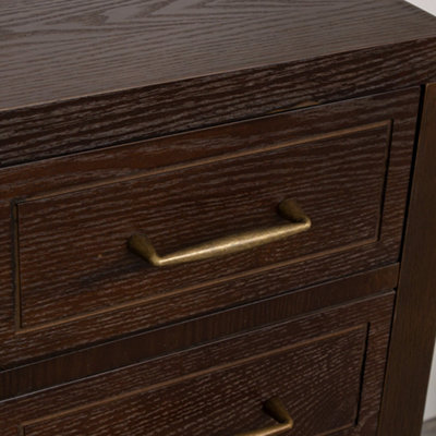 Melody Maison Dark Wood 4 Drawer Dressing Table & Stool Set - Kingsley ...