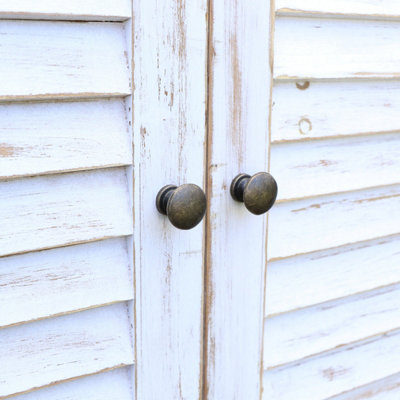 Melody Maison Distressed Ivory Shutter Style Garden Wall Mounted Mirror ...