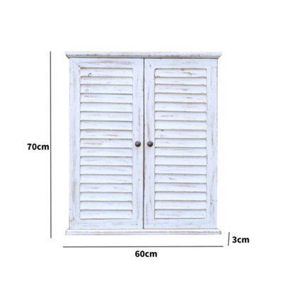 Melody Maison Distressed Ivory Shutter Style Garden Wall Mounted Mirror ...